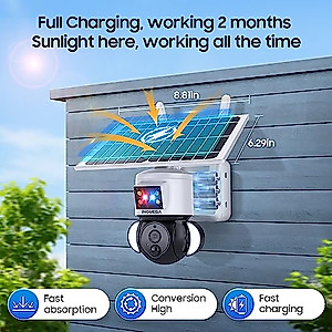 INQMEGA Solar Camera Security Outdoor,3MP HD 2.4G WiFi 15000mAh Solar Powered Cameras for Home,Color Night Vision PIR Motion Sensor Light with Siren,Remote Control
