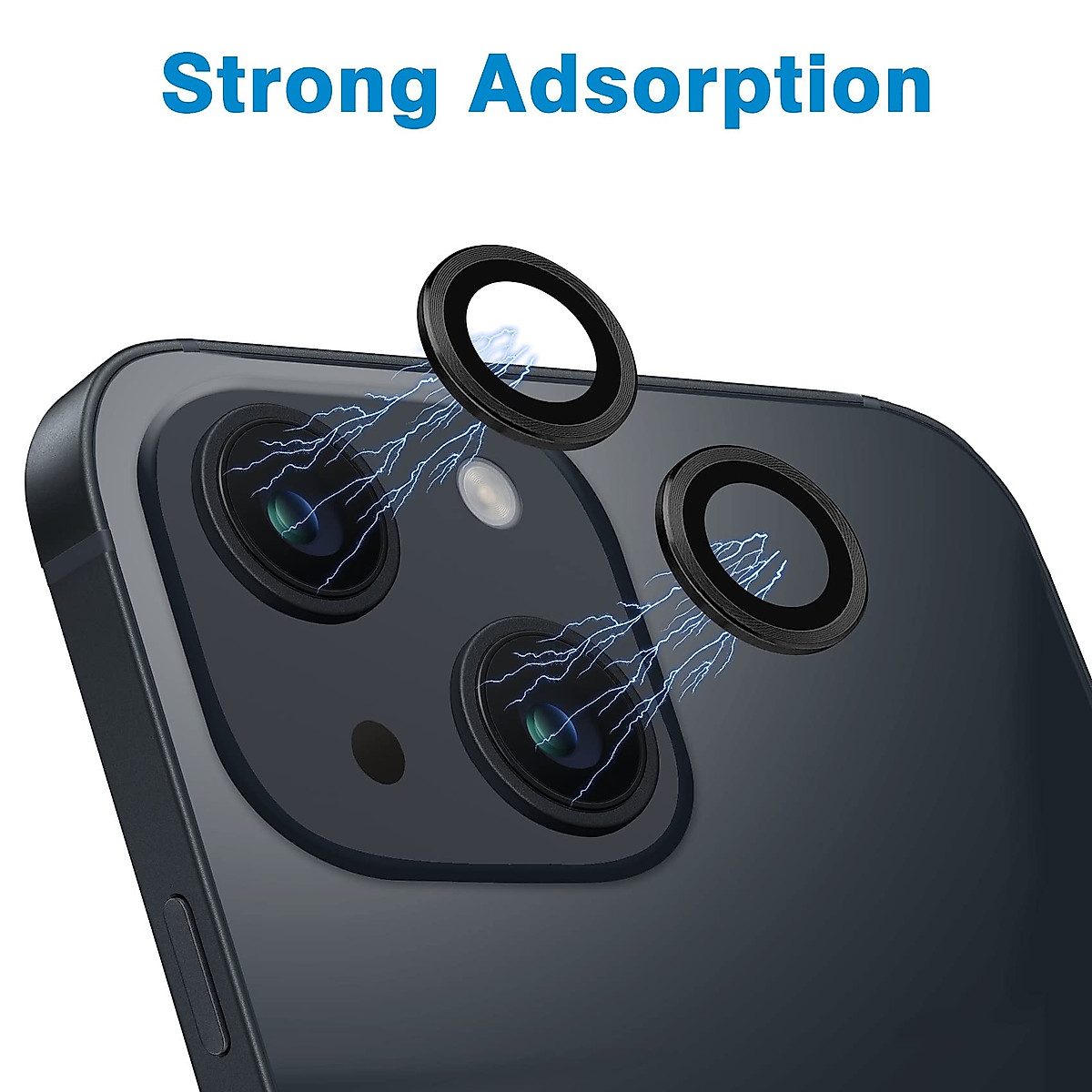 Hsefo Compatible with iPhone 13 Mini / 13 Camera Lens Protector, Anti-Scratch 9H Tempered Glass Metal Camera Screen Protector Shockproof Cover Film Ring -2 Pcs Black