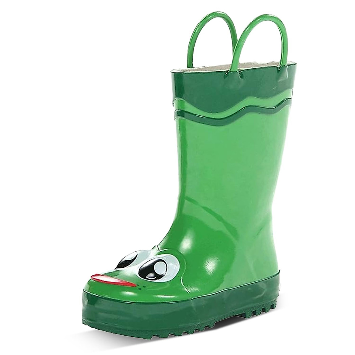 Western Chief Boys Waterproof Printed Rain Boot with Easy Pull on Handles - Fritz the Frog, 4 M US Big Kid