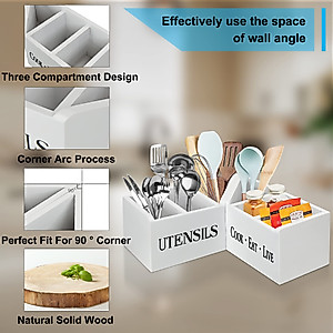 Utensil Holder for Kitchen Counter, Set of 2 Utensil Caddy Large Silverware Organizer for Spoons, Forks, Knives, Utensil Organizer with 6 Compartments for Kitchen, Countertop, Party, Camping