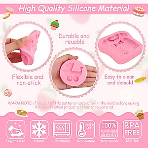 Baby Showers Fondant Molds 4 Pcs, Bottle Stroller Skirt Chocolate Cake Decoration Silicone Mold for DIY Candy Sugar Craft, Cookies, Marzipan, Flower Paste, Dough, Resin, Clay