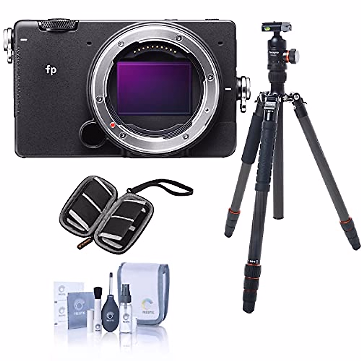 Sigma fp Mirrorless Digital Camera, Bundle with FotoPro X-Go Max Carbon Fiber Tripod & Memory Card Case