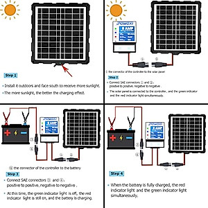 POWOXI Solar Panels Charge Controller, 8A Battery Regulator for 12V Solar Battery Charger, Solar Battery Maintainer and 12 Volt Batteries Power Kit