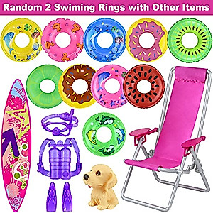 ZITA ELEMENT 44 Pcs 11.5 Inch Girl Doll Swimsuits Clothes and Accessories Mermaid Bikini Swimwear Bathing Suits Outfits with Shoes Swimming Ring Glasses Diving Suit Surfboard Beach Chair