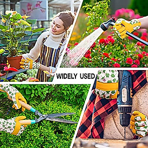 WANCHI Garden Gloves for Women, Cowhide Leather Safety Work Gloves, Ladies Thorn Proof Garden Gloves for Yard Work & Outdoor Work Gardening Gifts for Gardeners (Large)