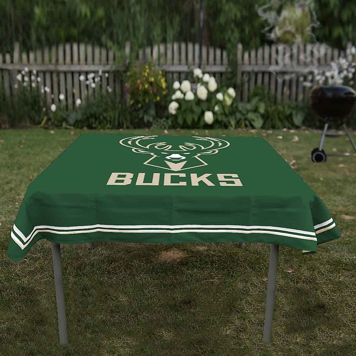WinCraft Milwaukee Bucks Logo Tablecloth and Square Table Cover Overlay