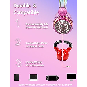 charlxee 𝟐𝟎𝟐𝟑 𝐍𝐞𝐰 Kids Unicorns Headphones with Mic for School/Travel,85dB Volume Limited,Shareport,Unicorns Gifts for Girls,On/Over Ear HD Stereo Wired Headsets with Nylon Cable-Hot Pink
