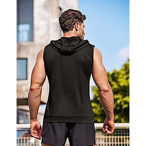 COOFANDY Men Hoodies Sleeveless Workout Tank Top Zip Up Gym Bodybuilding Training Fitness Shirt Black