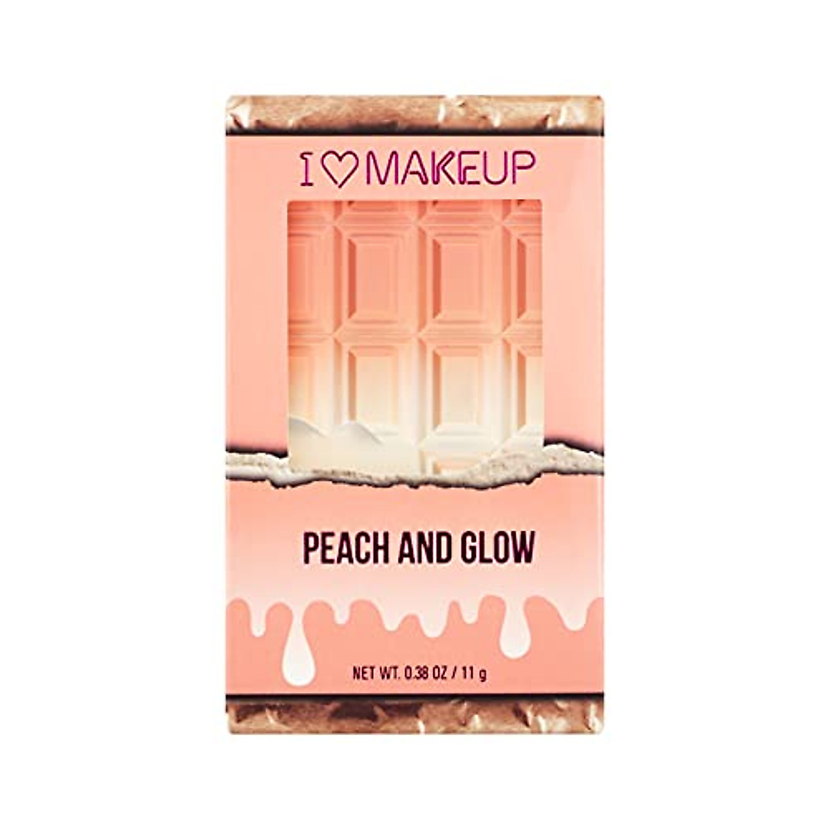 I Heart Revolution Peach and Glow Highlighter Duo, Peach & Chocolate Duo Shimmer, Highlighter & Blush, Mini Compact Palette, Vegan & Cruelty-Free, 0.38 Oz