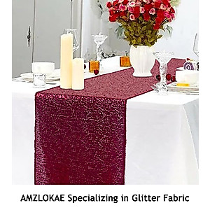 AMZLOKAE Fabric by The Yard Burgundy Sequin Fabric Glitter Fabric Shower Curtain Lining Fabric by The Yard for Dress Clothing DIY Sewing Material (1 Yard, Burgundy)