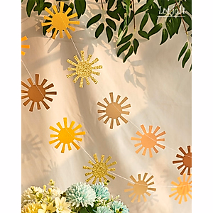 Letjolt Brown Glitter Sunshine Garland Sunny Banner Theme Birthday Party Supplies Hanging Baby Shower Wedding Classroom Nursery Decoration 2 pcs