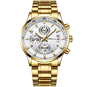 CRRJU Mens Watches Fashion Business 3-Sub Dial Full Steel Outdoor Sport Waterproof Wrist Watch for Men
