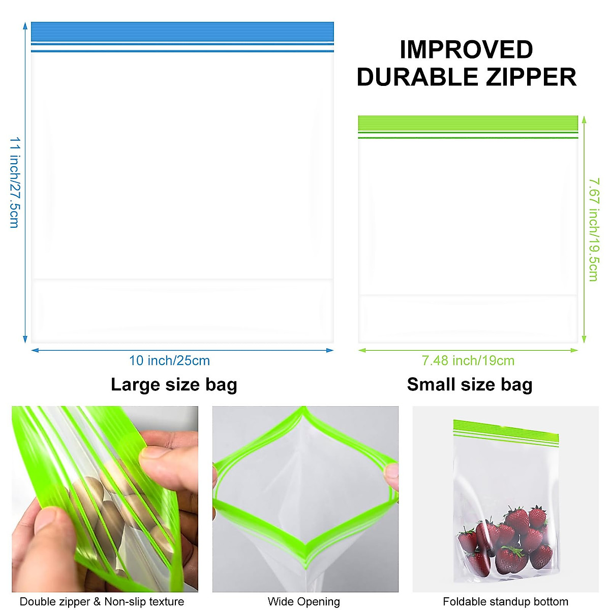 Wovtary 12 Pack Reusable Gallon Freezer Bags Dishwasher Microwave Safe,BPA Free Reusable Bags Silicone Stand Up Leakproof Reusable Food Storage Bags for Meal Prep Fruits Fridge Kitchen Organization