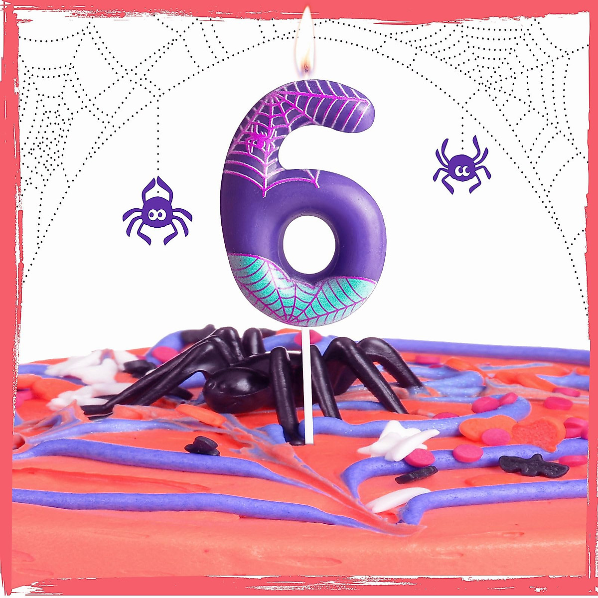 Purple Spider 3rd Birthday Candles Spider Themed Number 3 Candle Cake Topper Spider Cartoon Birthday Cake Decorations for Boys Girls Kids Party Supplies