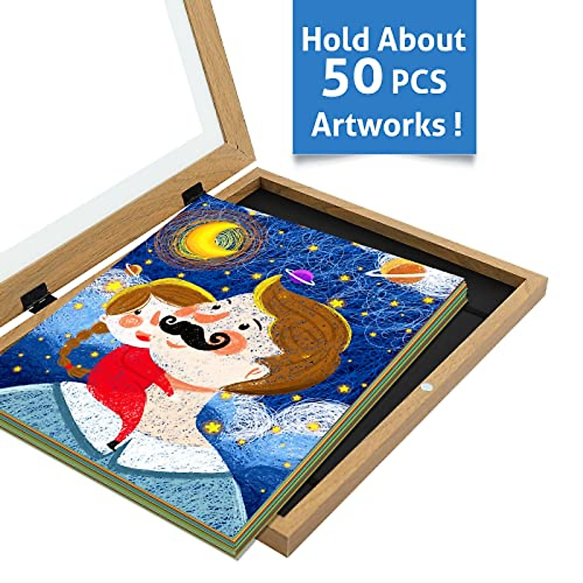 Frametory, 10x12.5 Kids Artwork Frames - Magnetic Front Opening, Tempered Glass, Tan Interchangeable Frames Can Hold About 50 PCS Artwork, Drawing, Paintings, Pictures, Art - Set of 4