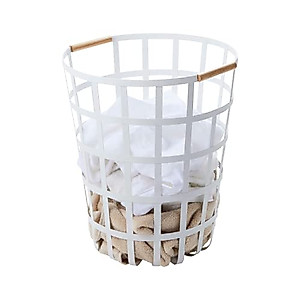YAMAZAKI home Tosca Round Laundry Basket White,