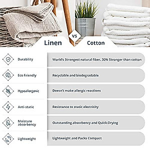 Reusable Makeup Remover Cloths - Pure 100% Linen Washcloths - 6-Pack 8x8-inches Open Weave Washable Face Wipes