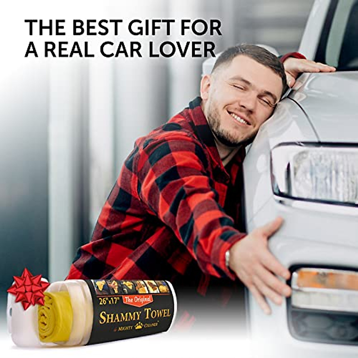 Premium Chamois Cloth for Car Drying - 26”x17” - Super Absorbent Reusable Shammy Towel for Car + Storage Tube - Scratch-Free Car Shammy Towel