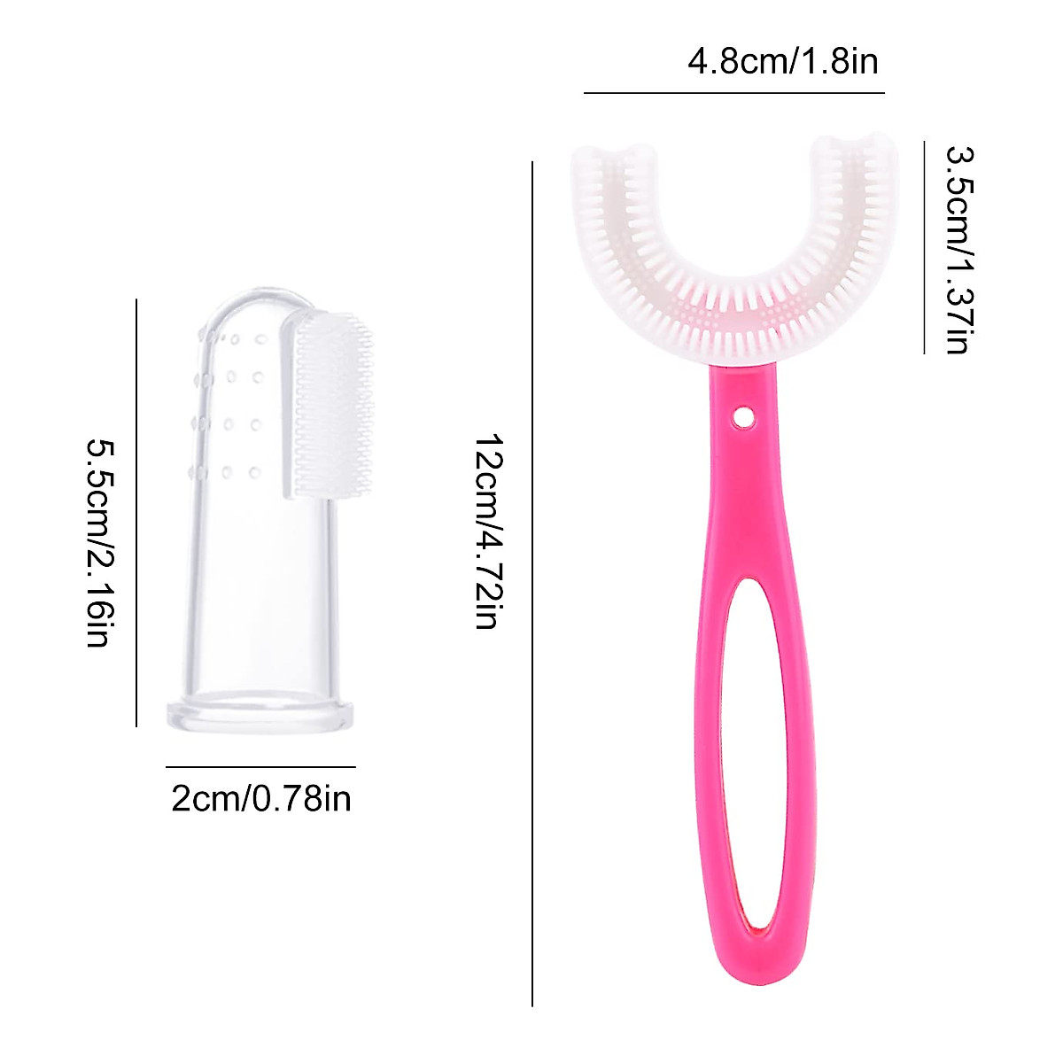 WXJ13 8 Pack Kids U Shaped Toothbrush with Baby Finger Toothbrush Infant & Toddler Toothbrush Soft Babies Toothbrushes Silicone Brush Head Whitening Massage Toothbrush U-Type Toothbrush