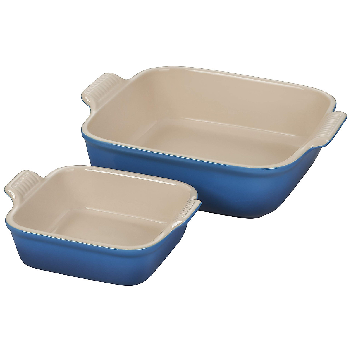 Le Creuset Stoneware Heritage Set of 2 Square Dishes , Small - 18 oz. & Medium - 2 qt., Marseille
