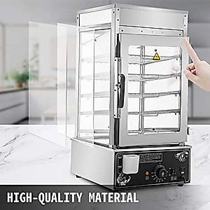 VEVOR 110V Commercial Bun Steamer, 5-Layer Restaurant Bun Warmer, Electric Food Steamer with 11.8x11.8-Inch Racks, 30-110℃/86-230℉ Bun Bread Steamer Machine, 900W Hot Dog Steamer Warmer, for Buffet
