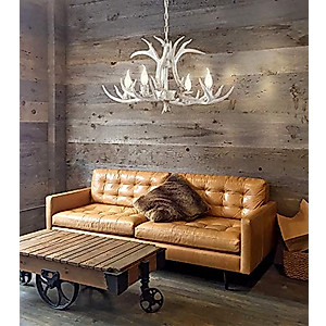 JONATHAN Y JYL6301B Eldora 26" Adjustable Resin Antler 4-Light LED Chandelier, Glam, Rustic,Cottage,Transitional, Dimmable Dining Room, Living Room, Kitchen, Foyer, Bedroom, White
