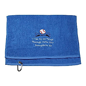 PXTIDY Baseball Towels Baseball Player Gift Baseball Coach Gift I Can Do All Things Through Christ Who Strengthens Me Embroidered Sports Teem Hand Towel Baseball Gift (Sport)