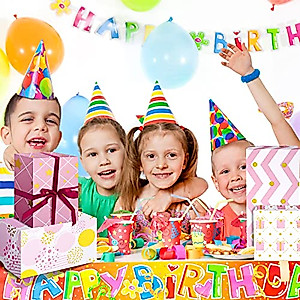 Abeillo 6 Sheets Birthday Wrapping Paper Pink Wrapping Paper Gift for Girls Pretty Light Pink Wrapping Paper Set Included Stickers and Ribbon, 20 x 28inch Birthday Gift Wrap