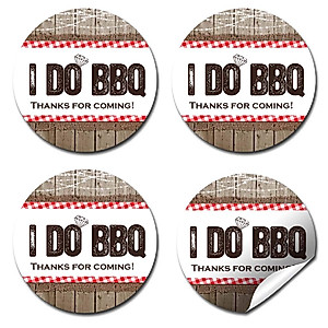 I Do BBQ Engagement Party Thank You Sticker Labels, 40 2" Party Circle Stickers by AmandaCreation, Great for Party Favors, Envelope Seals & Goodie Bags