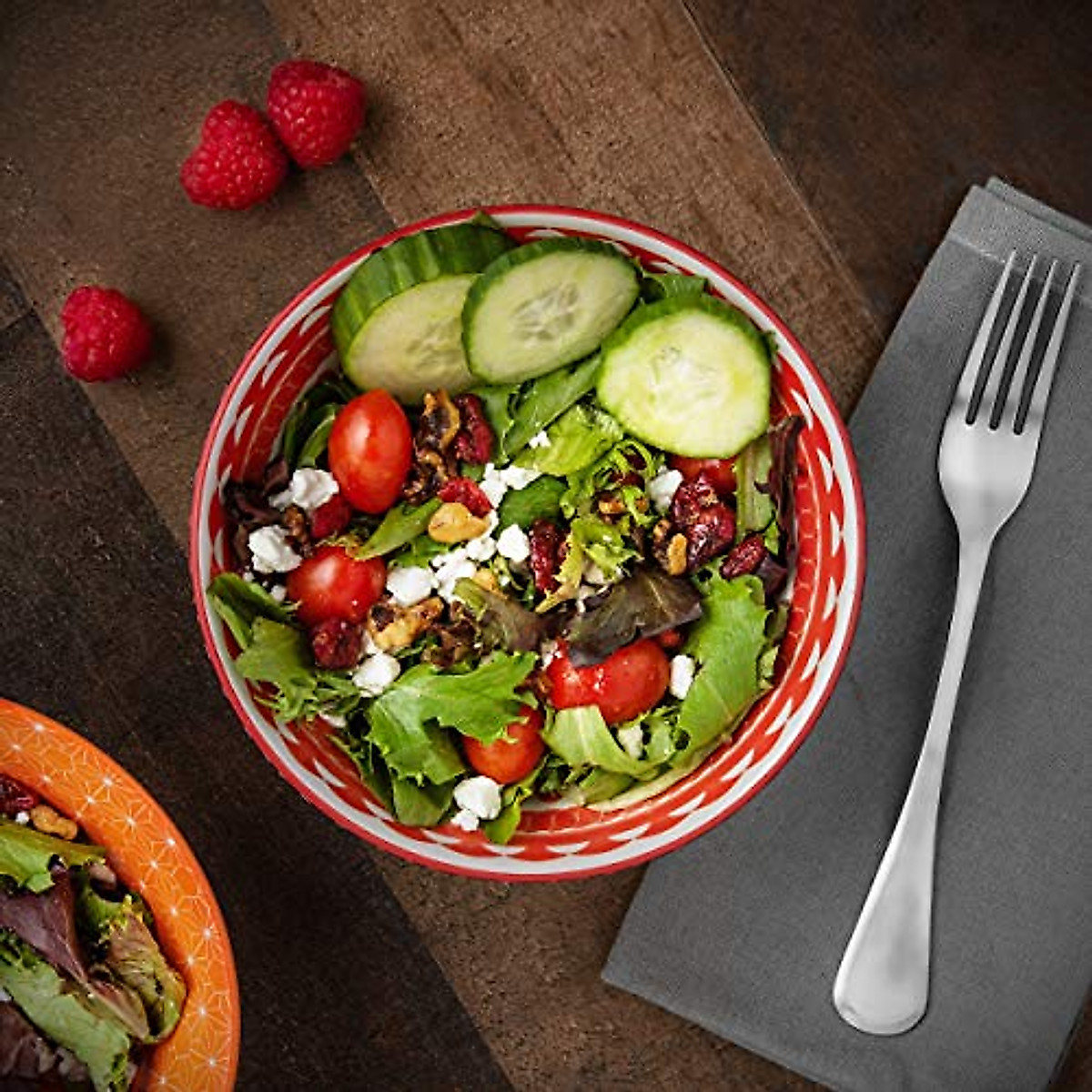 Annovero Cereal Bowls - Set of 6 Dinnerware for Ice Cream, Fruit, Ramen, Cereal, Soup, Colorful Stoneware Dishes for Kitchen, Microwave and Oven Safe, 6.25 Inch Diameter