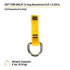 3M DBI-SALA Fall Protection For Tools, 1500003,Attachment Point with Single D-Ring, 05" X 225", On One End For Tools Up To 2 lb.s, 10-Pack