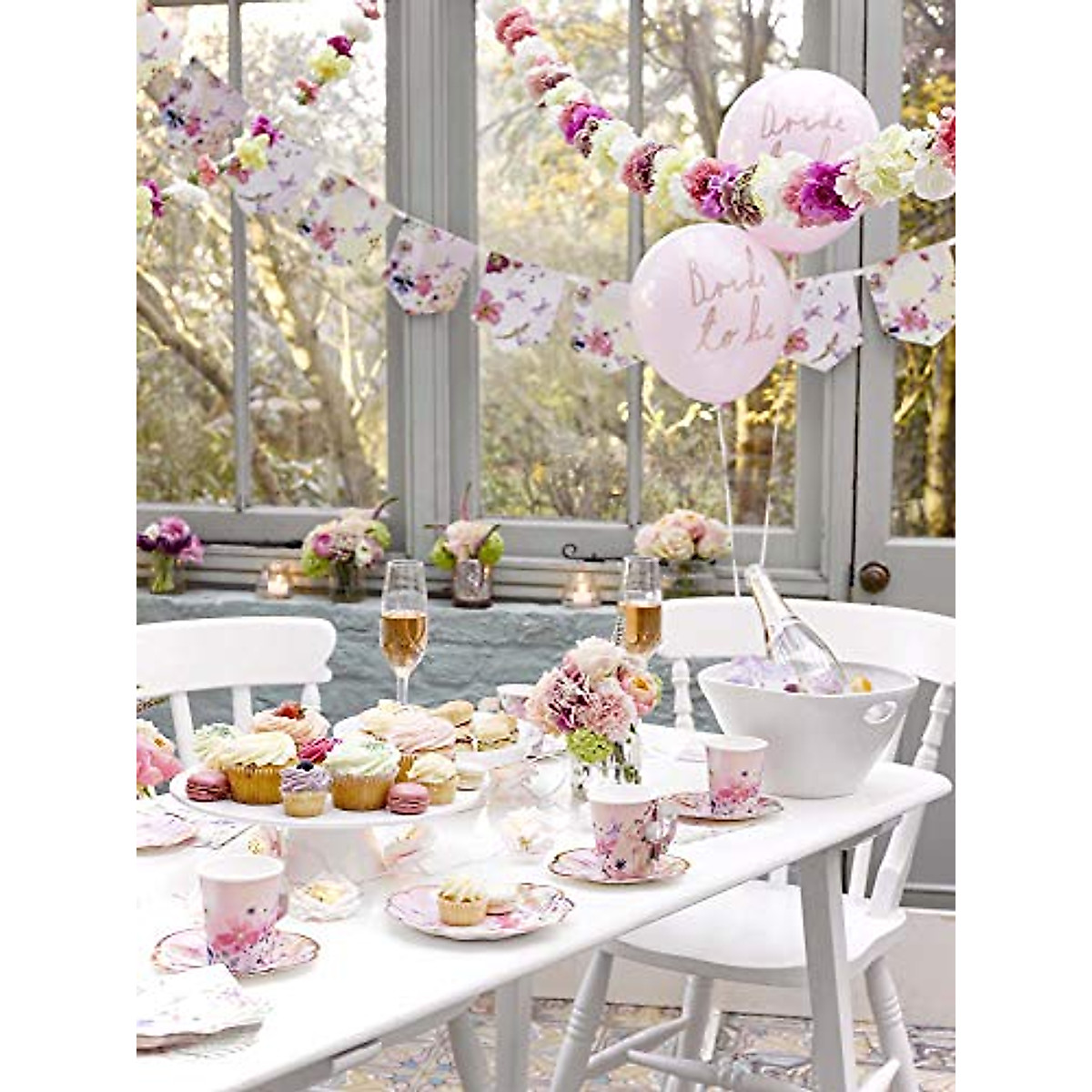 Talking Tables BG-CUPSET Blossom Party Paper Tea Cups, Pack of 12, Height 8cm, 3", Pink and Gold