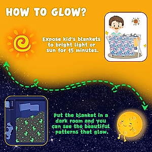 inhand Glow in The Dark Blanket Unicorn Kids Throw Blanket for Couch Unicorn Soft Fleece Blanket Gift for 4-12 Girls Fuzzy Room Decor Birthday Toys, 50"x60", Pink