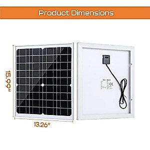 Yenergy 20 Watts 12V Solar Panel Solar Battery Charger & Maintainer 20W Mono Solar Panels Kit for RV Boat Marine Car with 10A Waterproof Solar Panel Charge Controller and Extension Cable