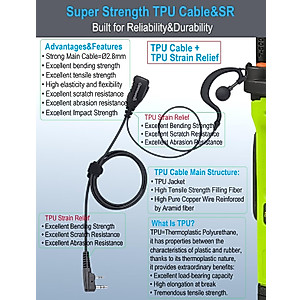 commountain Walkie Talkies Earpiece with Mic Compatible for Baofeng Radio BF-F8HP UV-82 UV-82HP UV-82C UV-5R UV-5X3 and Kenwood TK NX SAMCOM BTECH Retevis Radios, G-Shape Earhook Headset, 2 Pin Style