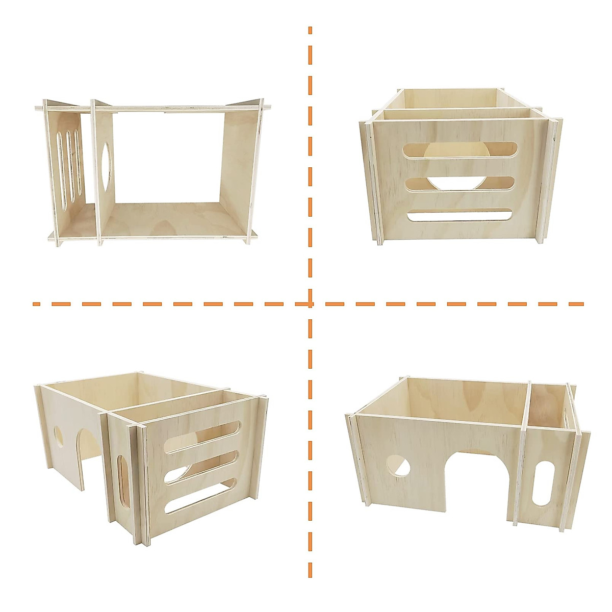 Acsist Guinea Pig Wooden Hideout with Hay Feeder Hamster Wood House Detachable Small Animal Hideouts for Chinchilla Dwarf Rabbit Hamster Hut Hedgehog