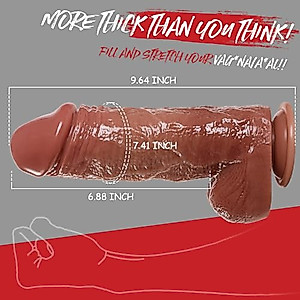 2.36" Diameter Thick Thrusting Dildo Vibrator, Huge Realistic Dildos with Thrusting and Vibration, Heating Big Anal Dildo for Advanced Players, Large Size Silicone Dildo Adult Sex Toy for Women Men
