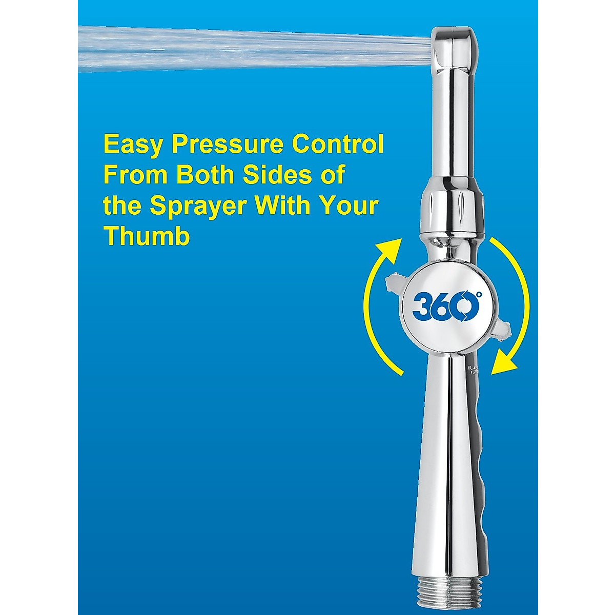 Aquaus 360 Bidet "SPRAY WAND ONLY" | NSF Certified - 3 Year Warranty - American Made -Dual Thumb Pressure Controls - Ceramic Disk Seals - ABS Body - Brass Valve Core - Includes 5'' inch (ABS Polymer)