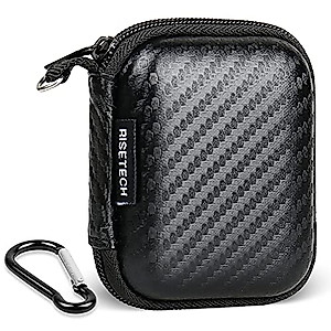 RISETECH Earbud Case Earphone Carrying Case Hard EVA Headphone Storage Bag Small Zipper Pouch Compatible with Beats Fit Pro, urBeats3, Bose Soundsport, EarPods, AirPods, Sony Earbuds -with Carabiner