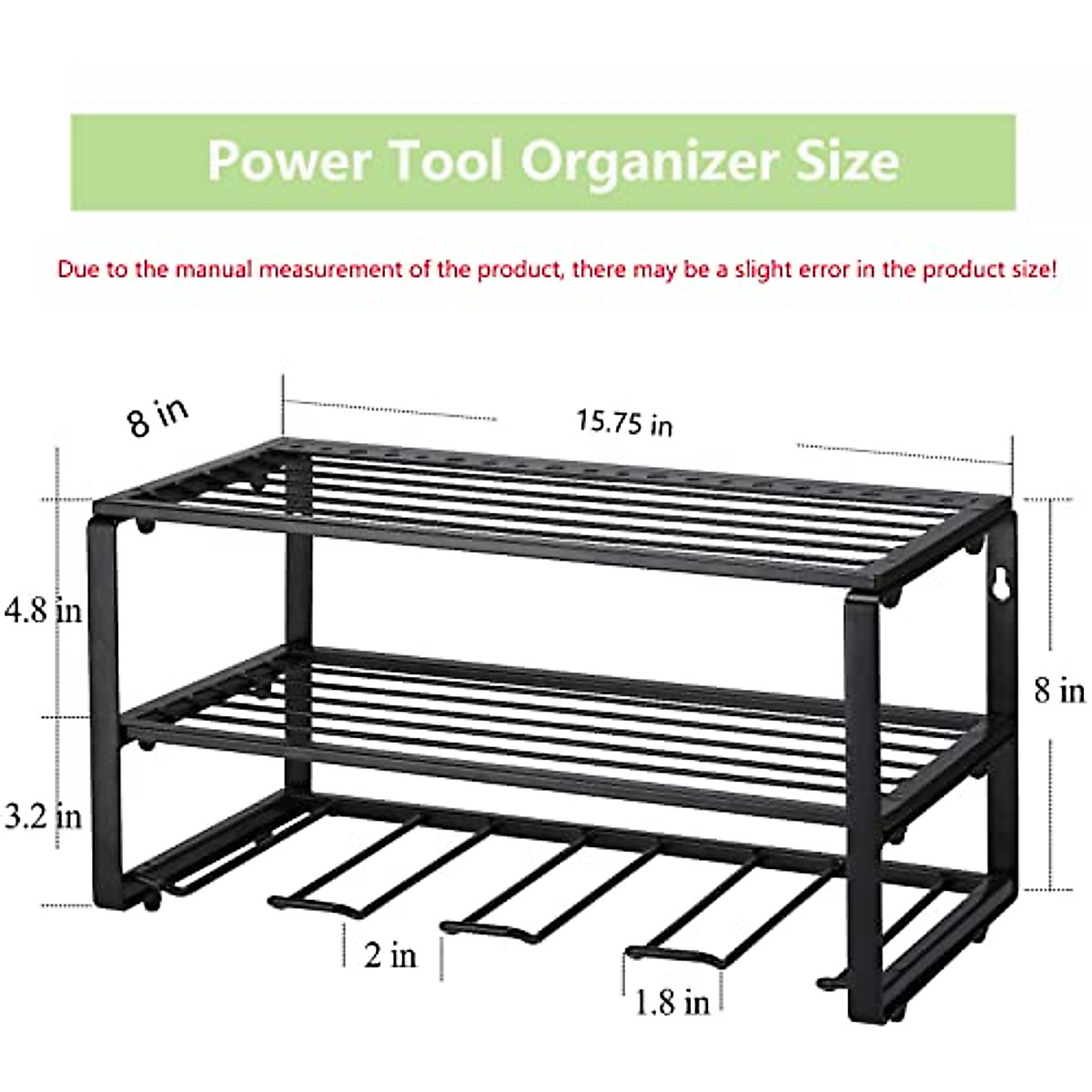Power Tool Organizer, Drill Holder Wall Mount, Power Tool Storage Rack With Removable Design, Garage Heavy Duty Tool Shelf for Cordless Drill Storage, Gifts for Men/Dad/Grandfather