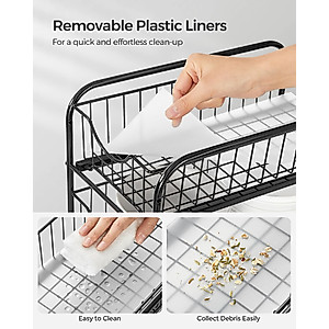 SONGMICS 2-Tier Pull Out Cabinet Organizers, Under Sink Organizer, Bathroom Organizer and Storage, Sliding Basket Drawers, Stackable for Kitchen, Bathroom, Ink Black UKCS017B01