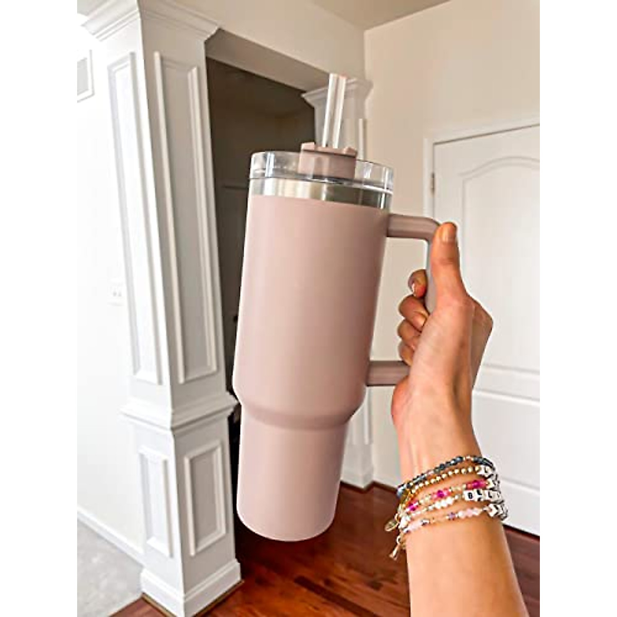 8Pack Replacement Straws for Stanley 40oz 30oz 20oz 14oz Tumbler, Airboat Reusable Clear Straws Compatible with Stanley Adventure Quencher Travel Mug Cup, Plus Cleaning Brush