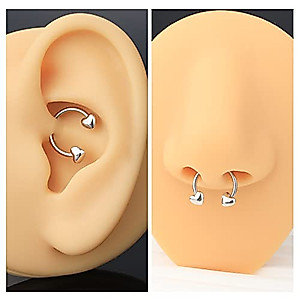 Jewseen 16G Septum Rings Heart Cartilage Earring Hoop 316L Stainless Steel Helix Earring Daith Earring Nose Ring Hoop Septum Piercing Jewelry for Women and Men