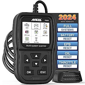 ANCEL FD500 Battery Registration fits for Ford Lincoln Mercury - All Systems OBD2 Scanner with Engine, ABS, SRS, Transmission, SAS, ESP Diagnostics - Car Code Reader for EPB, Throttle, Oil Reset