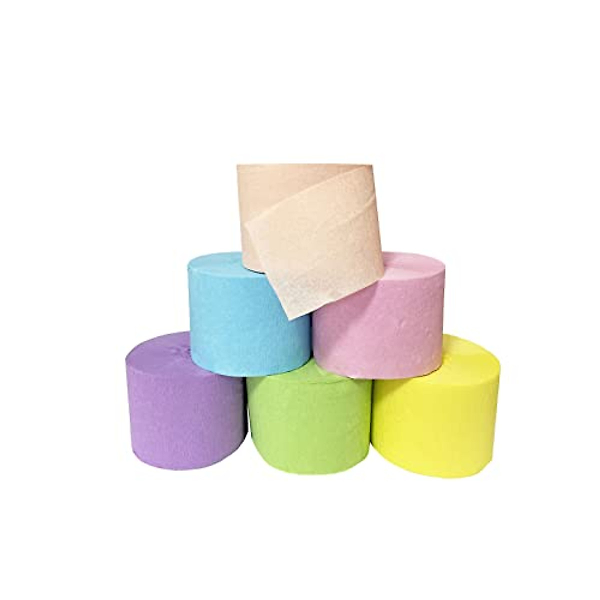 InnoFun Birthday Party Crepe Paper Streamers Decoration,Colored Streamer Backdrop,6 Rolls 492ft(1.8 Inch x 82 Ft/Roll) (Pastel01)