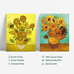 YASEN Van Gogh Canvas Wall Art Posters And Prints Of Famous Painting Abstract Wall Art Prints Unframed Art 8x10 Vincent Van Gogh Poster Artwork (4 Pack A)