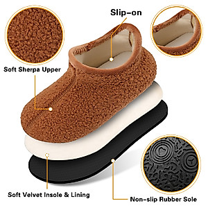 Scurtain Unisex Big Kids Slippers Little Kids Slippers Toddler Slippers Artificial Woolen Slippers big boys house slippers big girls house slippers big boys house shoes Brown/High Top 4-5 Big Kid