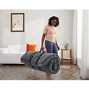 Jamdok 4Inch Narrow Twin Floor Mattress,3-Layer Structure Cot Mattress Topper,Gel Memory Foam,Removable Thickened Cover,Portable Roll Up Sleep Pad(75X30X4“)