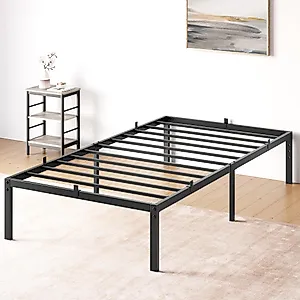 IDEALHOUSE 14 Inch Twin Bed Frame with Storage,Metal Platform Twin Bed Frame No Box Spring Needed Steel Slat Support Easy Assembly