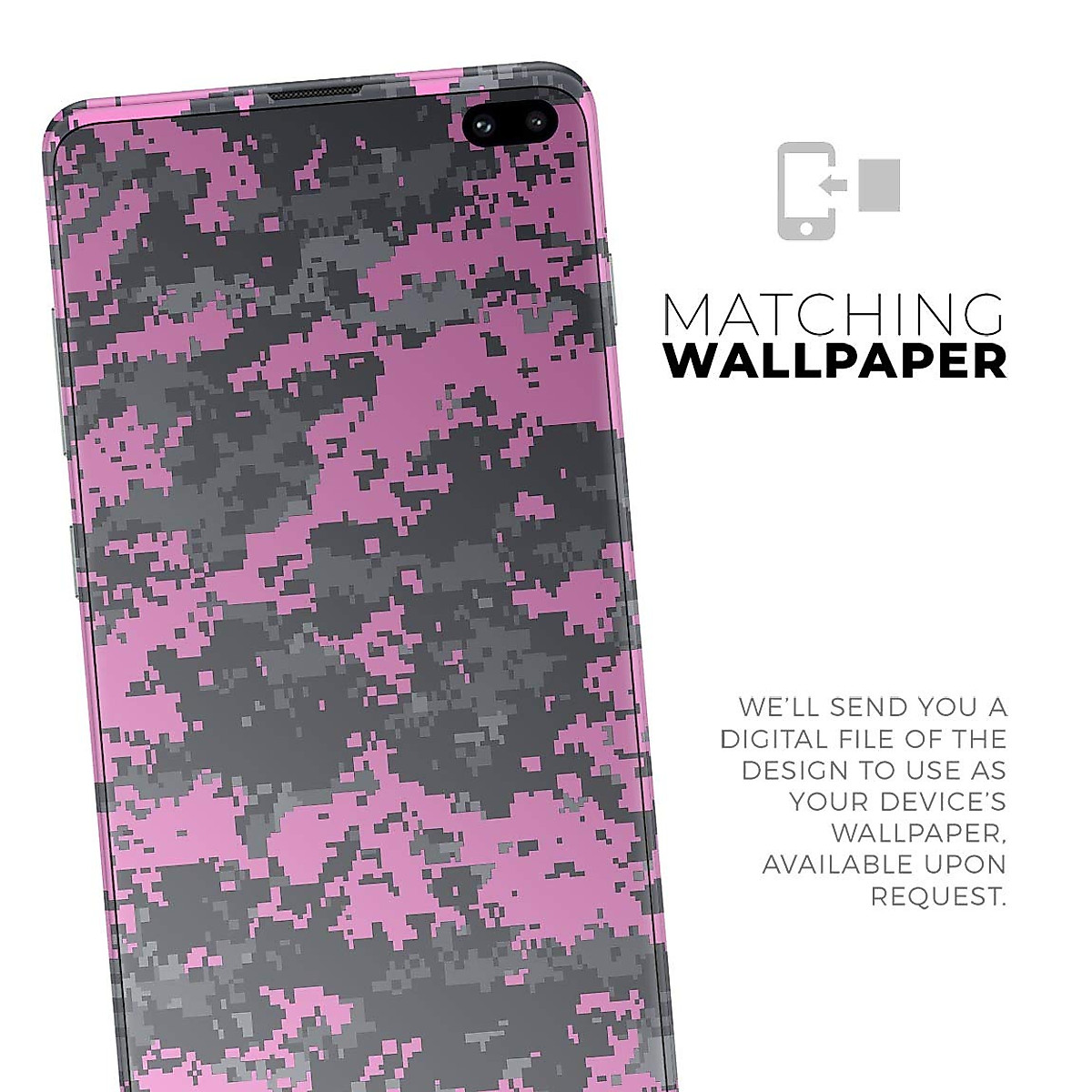 DesignSkinz Pink V3 and Gray Digital Camouflage Protective Vinyl Decal Wrap Skin Cover Compatible with The Samsung Galaxy S20 (Screen Trim & Back Glass Skin)